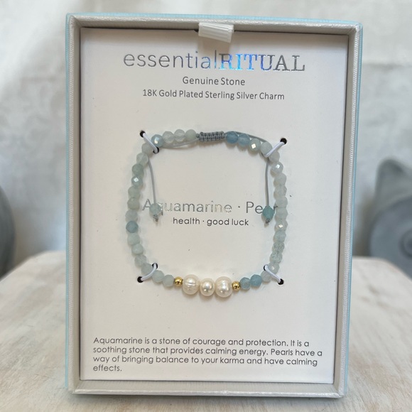 Essential Ritual | Jewelry | Essential Ritual Aquamarine Pearl Bracelet ...